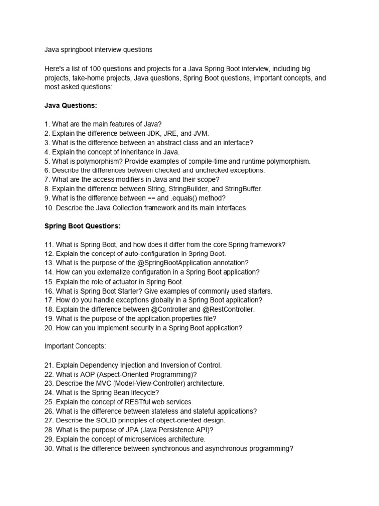 Java Springboot | PDF | Spring Framework | Java (Programming Language) Java Springboot | PDF | Spring Framework | Java (Programming Language)