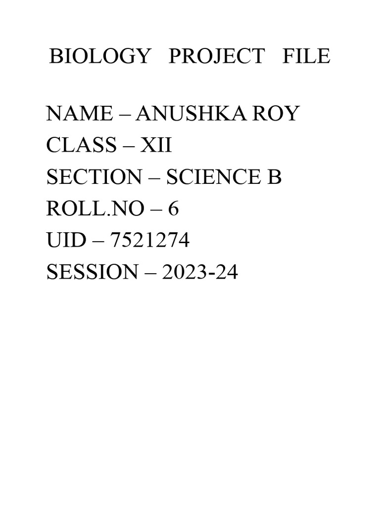 Biology Project File | PDF