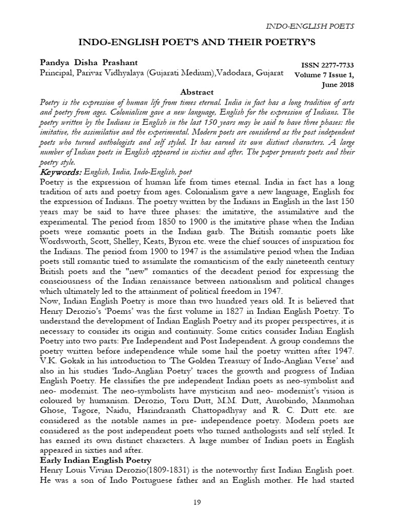 Indian Poets and Their Poetry | PDF | Poetry | Romanticism
