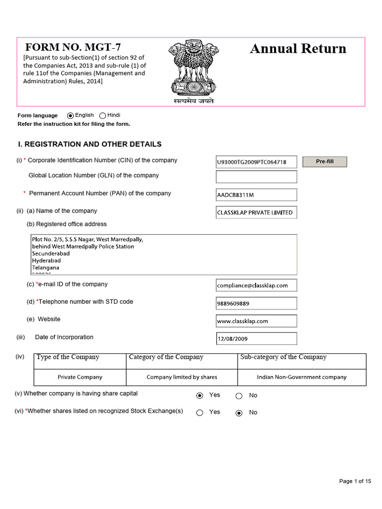 Classklap MGT-7 19-20 | PDF | Debenture | Securities (Finance)