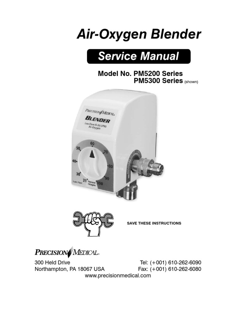 Air-Oxygen Blender: Service Manual | PDF | Valve | Flow Measurement