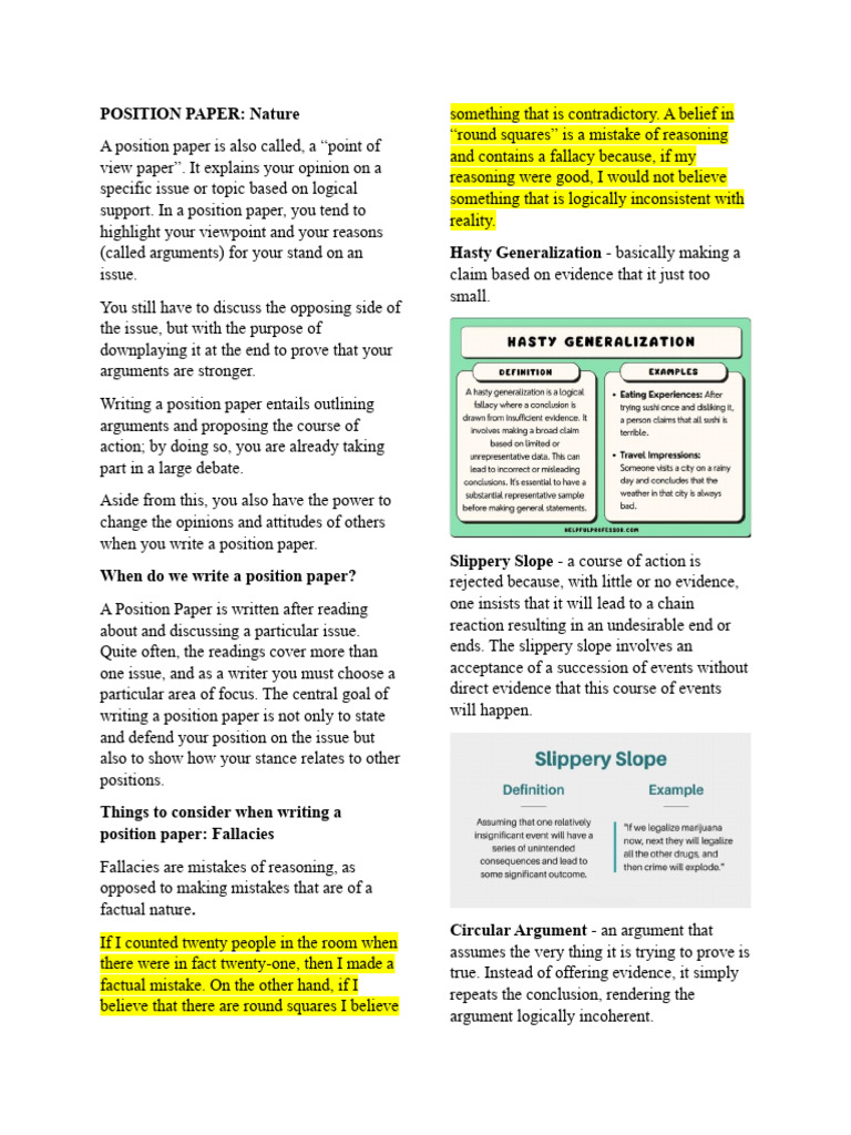 POSITION-PAPER | PDF | Fallacy | Argument