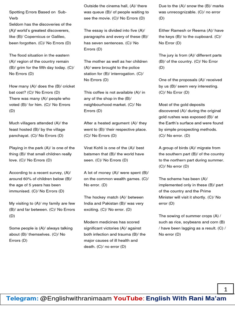 Topic Wise Spotting Errors | PDF