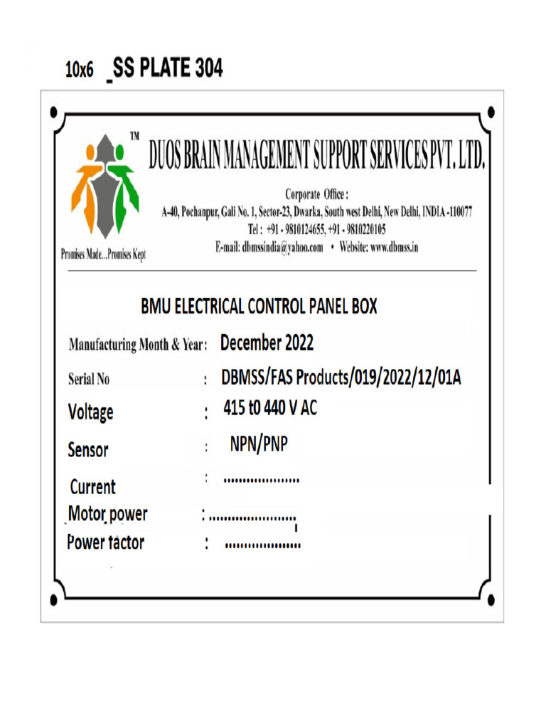Electrical Control Panel Box Label at 17 | PDF