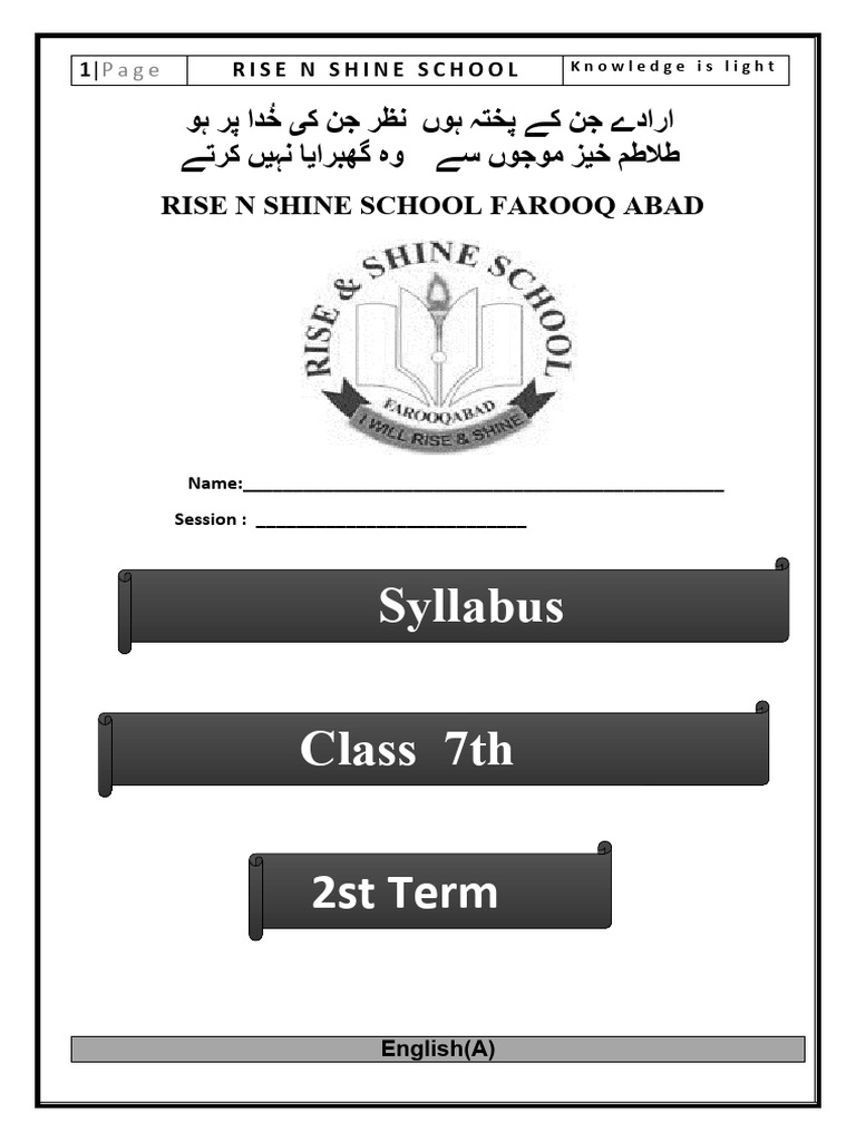 7th Class Syllabus | PDF