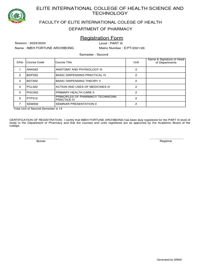 Course Form - SECOND SEMESTER, 2023 - 2024 | PDF