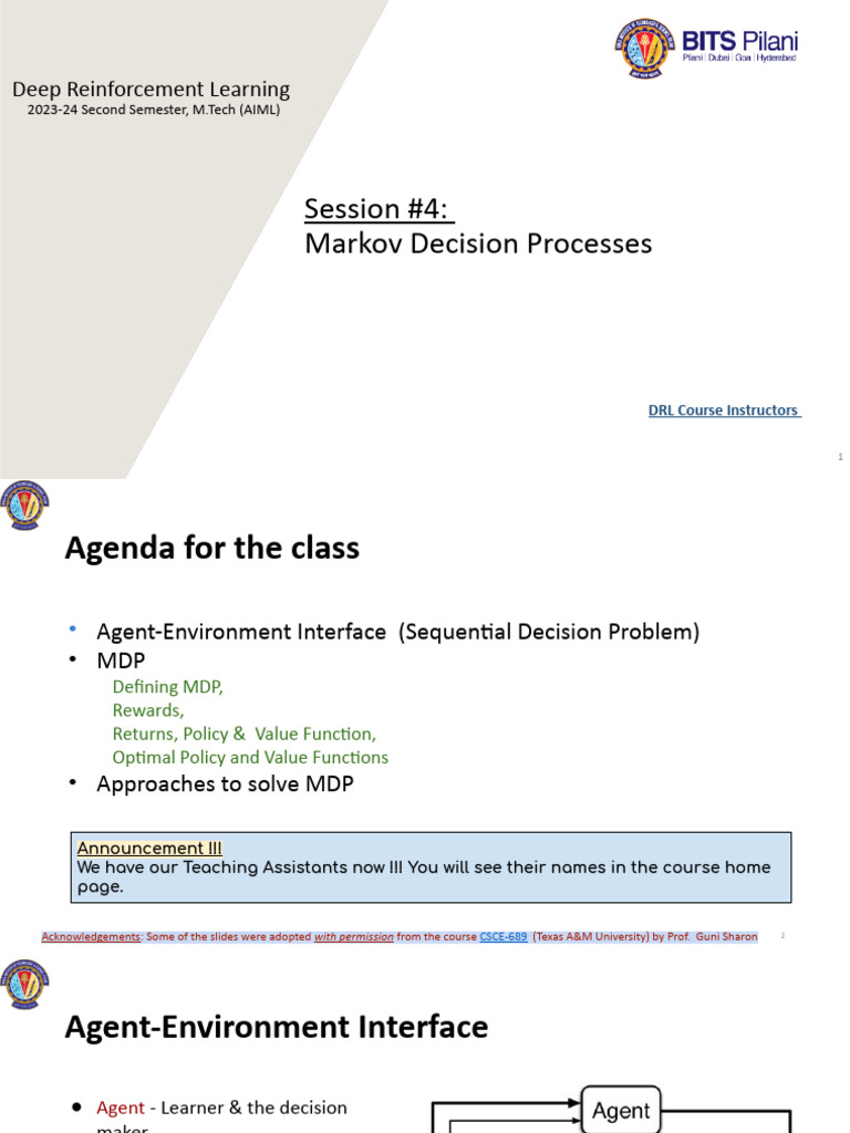 DRL #4-5 - Introducing MDP and Dynamic Programming Solution | PDF | Applied Mathematics | Cognition