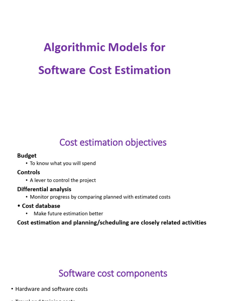5-Algorithmic Models For Software Cost Estimation-02-02-2024 | PDF | Computing