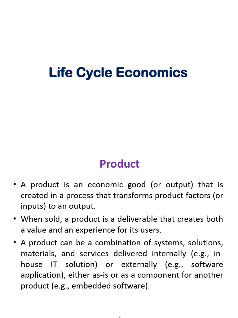 4 Life Cycle Economics Product Project Program Portfolio Product