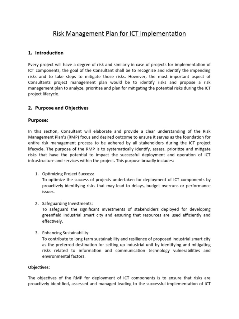 ICT Risk Management Plan Overview | PDF | Risk | Risk Management