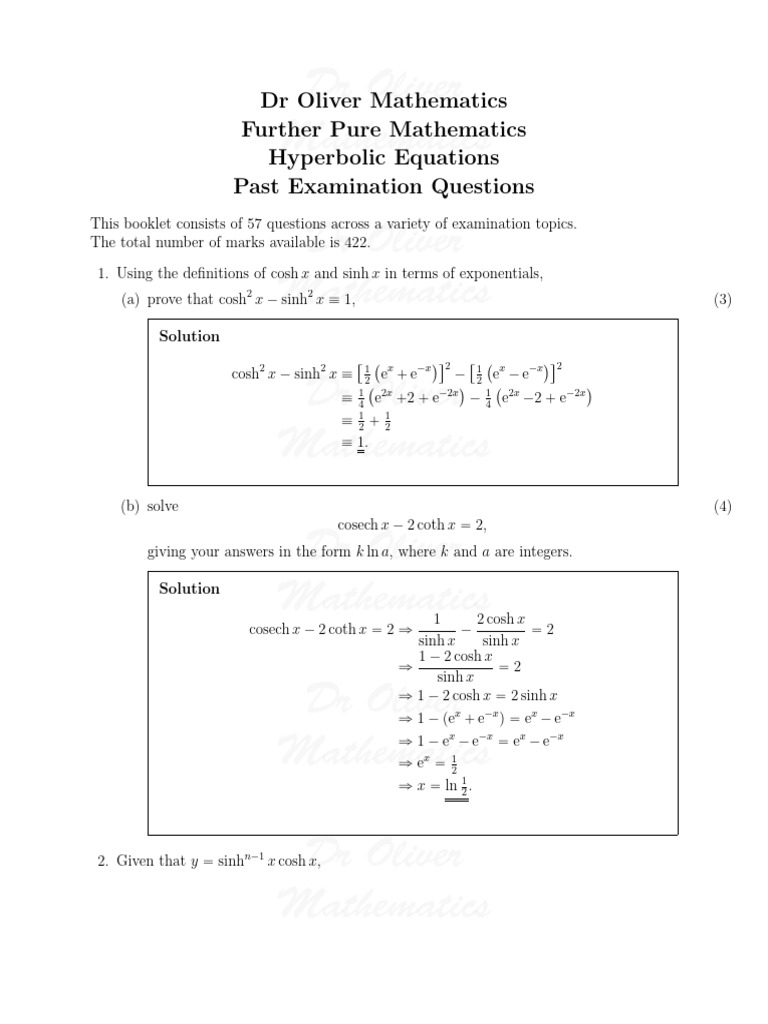 Hyperbolic Equations Solutions Olivier Pdf Teaching Mathematics Functions And Mappings