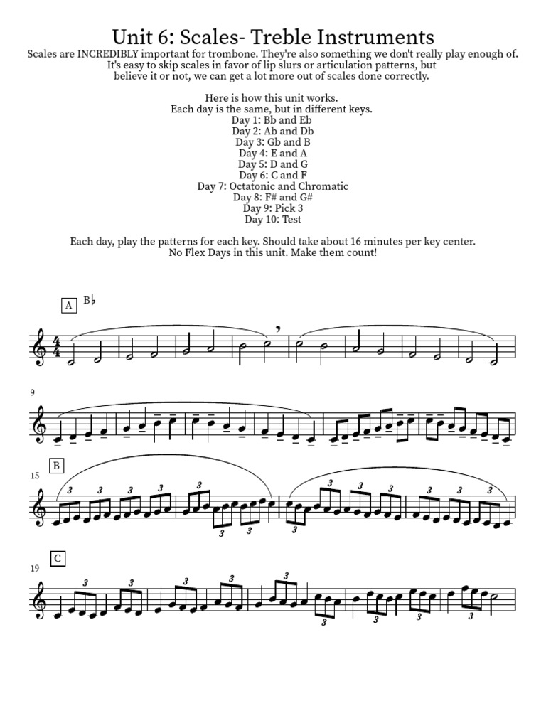 Unit 6 Scales - Treble Instruments | PDF | Melody | Music Theory
