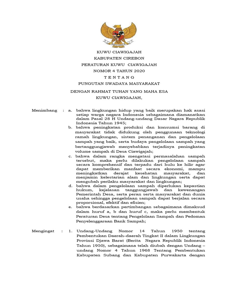 Perdes No. 03 Tahun 2019 PENGELOLAAN SAMPAH | PDF