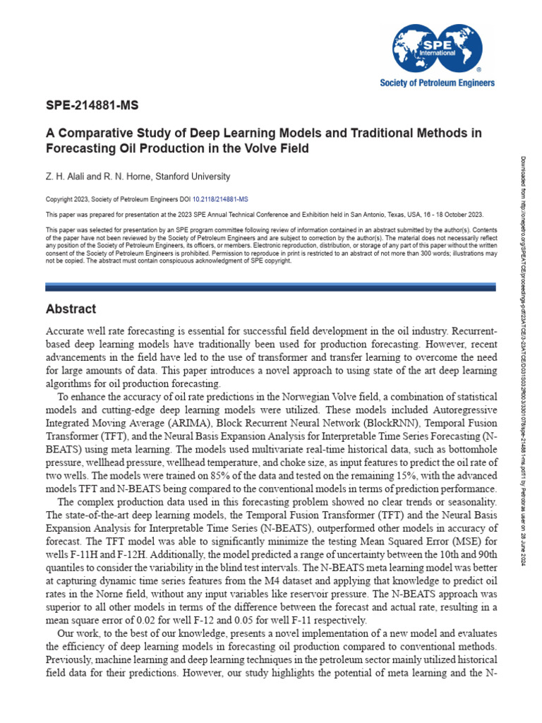 Volve Field Production Forecast | PDF | Autoregressive Integrated Moving Average ...