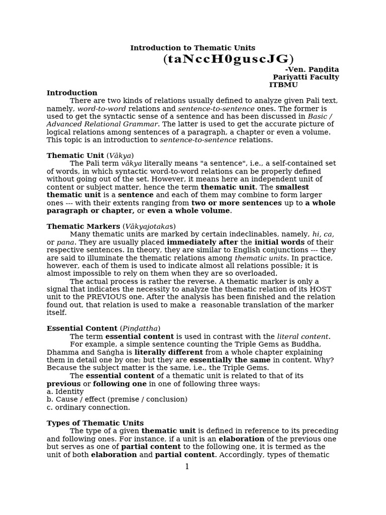 Thematic Units (Introduction) | PDF | Sentence (Linguistics) | Syntax