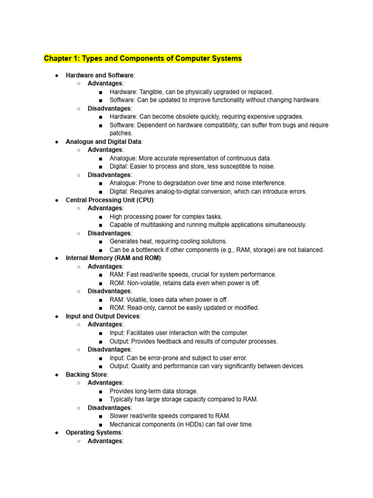 Chapter 1: Types and Components of Computer Systems | PDF | Computer ...