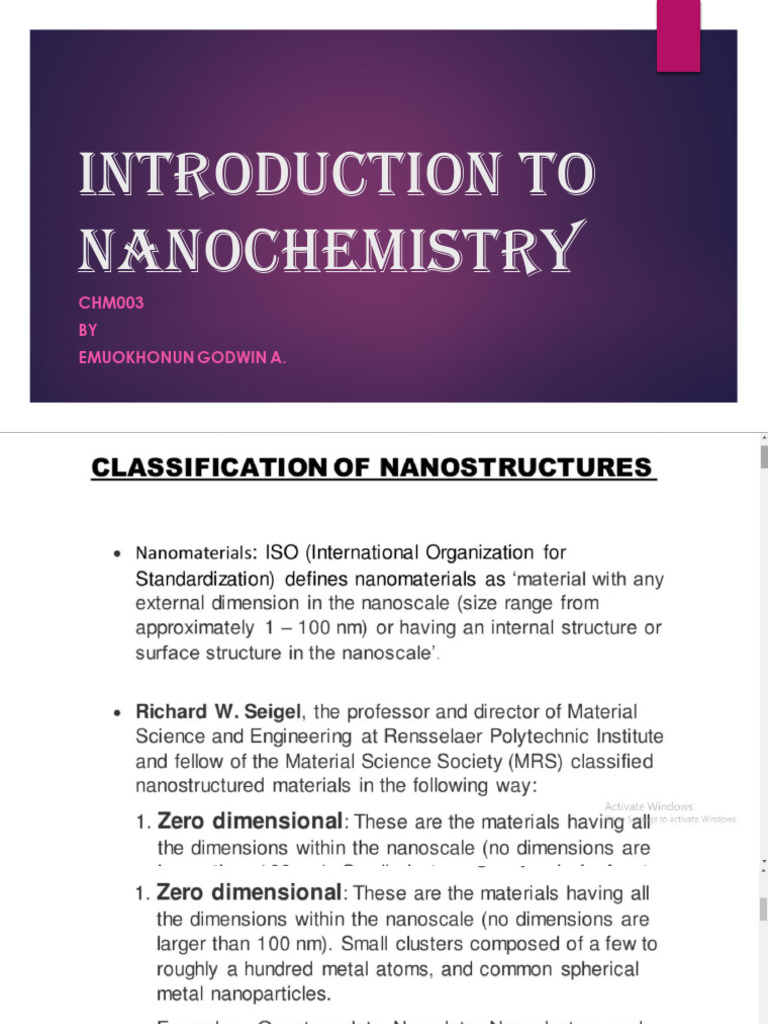 Introduction To Nanochemistry (2) - 1 | PDF