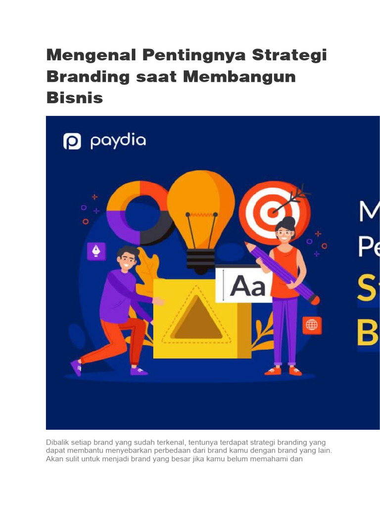 Mengenal Pentingnya Strategi Branding Saat Membangun Bisnis | PDF | Karier & Perkembangan | Bisnis