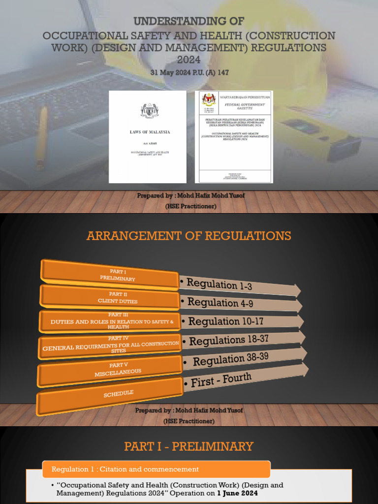 Slides Osh (Construction Work) (Design and Management) Regulations 2024 ...