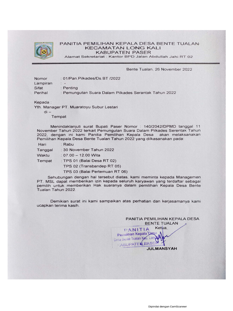 Surat Ijin PT - MSL | PDF