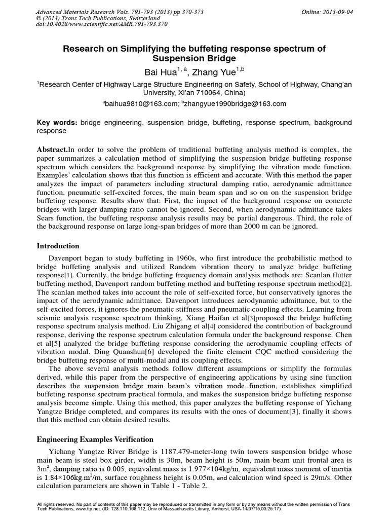 Research On Simplifying The Buffeting Response Spectrum of Suspension ...