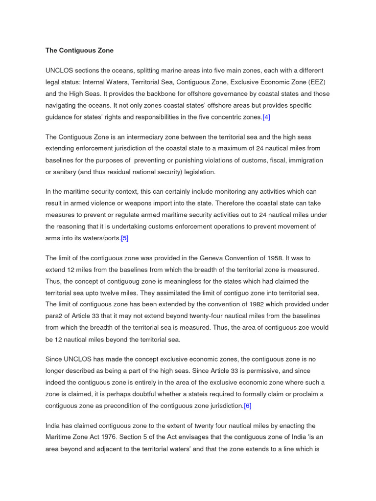 The Contiguous Zone | PDF | Territorial Waters | Law Of The Sea