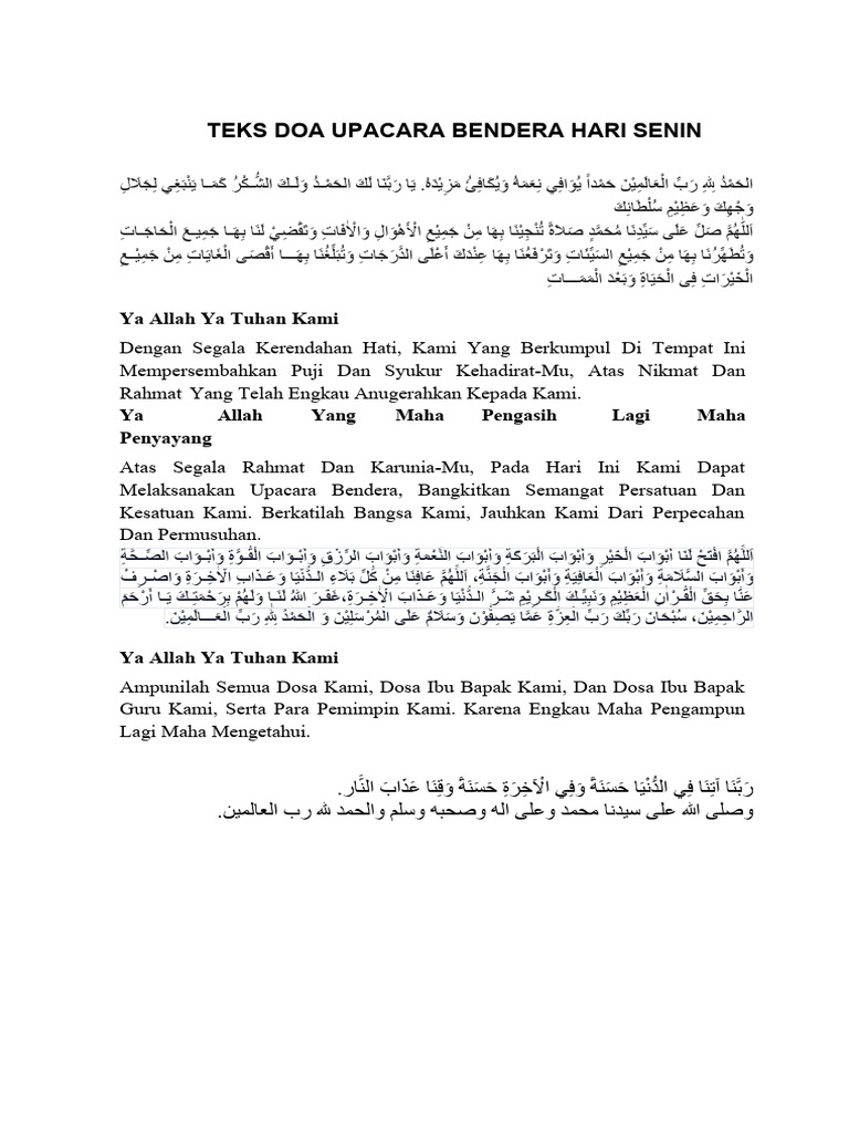 Teks Doa Upacara Bendera Harin Senin | PDF