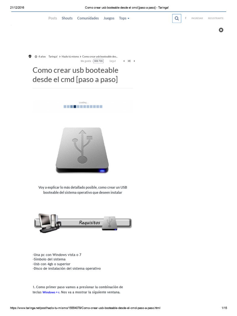 Como Crear Usb Booteable Desde El CMD (Paso A Paso) | PDF | Memoria USB | Arranque