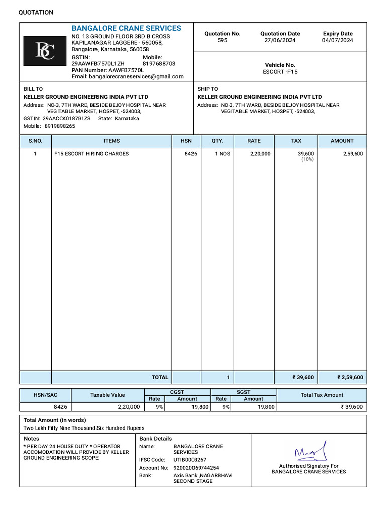 595-Quotation-Keller Ground Engineering India PVT LTD | PDF | Public ...