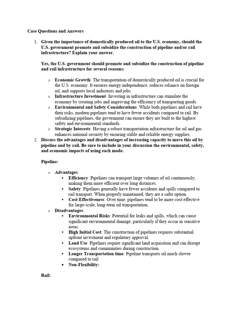 Case Questions and Answers | PDF | Transport | Infrastructure Case Questions and Answers | PDF | Transport | Infrastructure