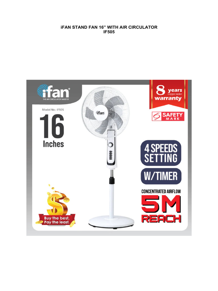 iFan 16” Stand Fan Assembly Guide | PDF | Ac Power Plugs And Sockets ...