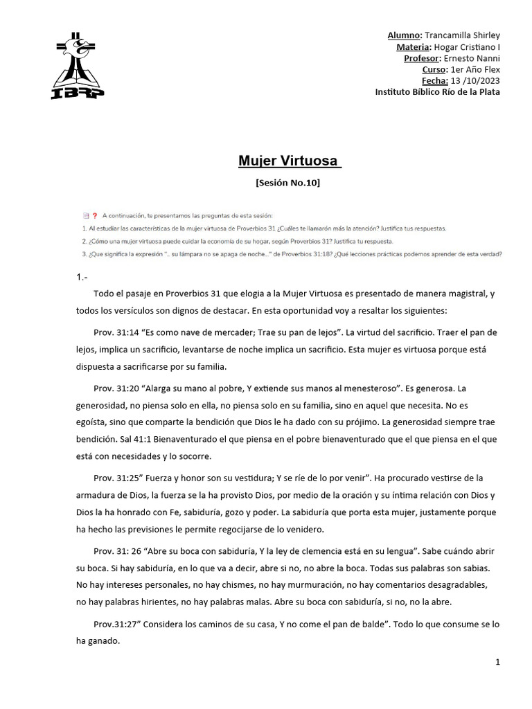 Tarea S10 | PDF | Virtud