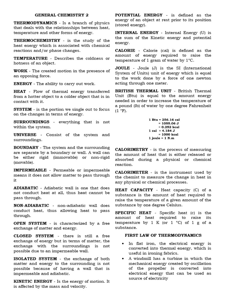 Genchem Reviewer | PDF | Heat | Chemical Reactions