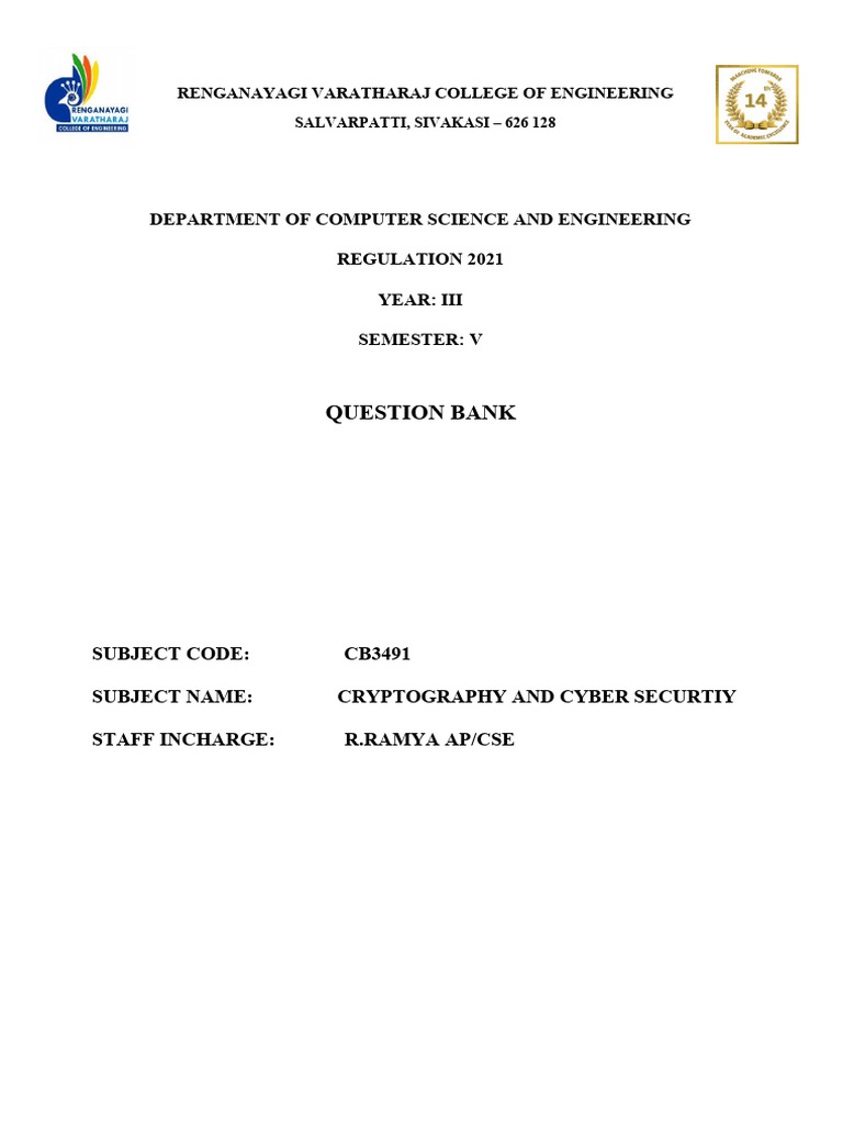 cb3491 Ccs Unit 124 | PDF | Cryptography | Encryption