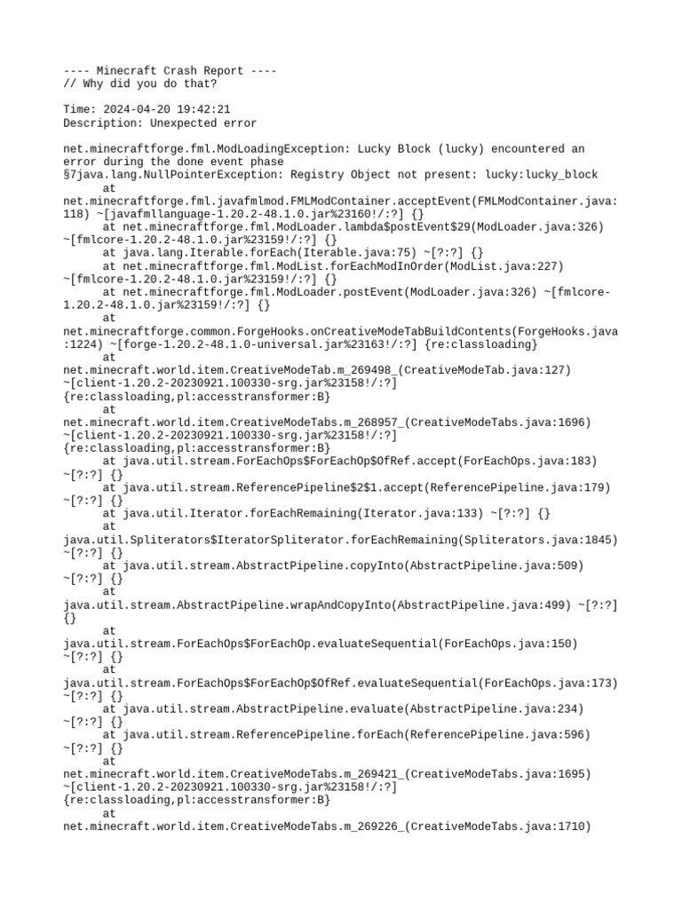 Minecraft Mod Error: Lucky Block | PDF | Computing | Computer Architecture