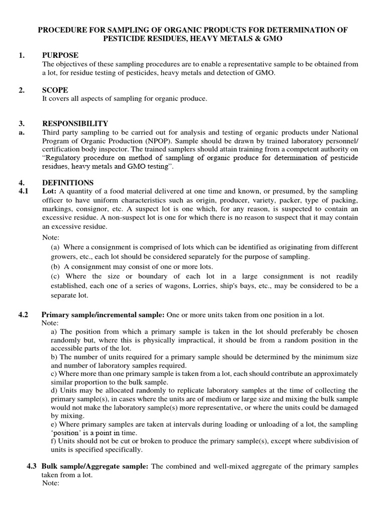 Sampling Procedure APEDA 1721269949 | PDF | Legume | Foods