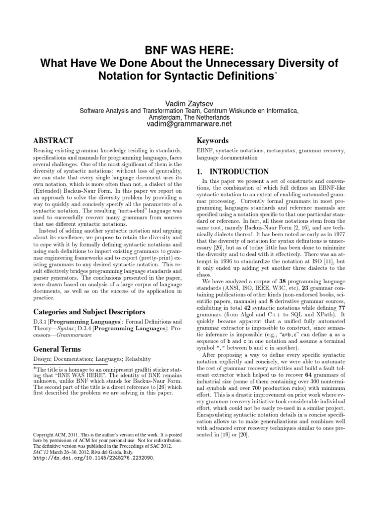 BNF Was Here | PDF | Programming Language | Syntax