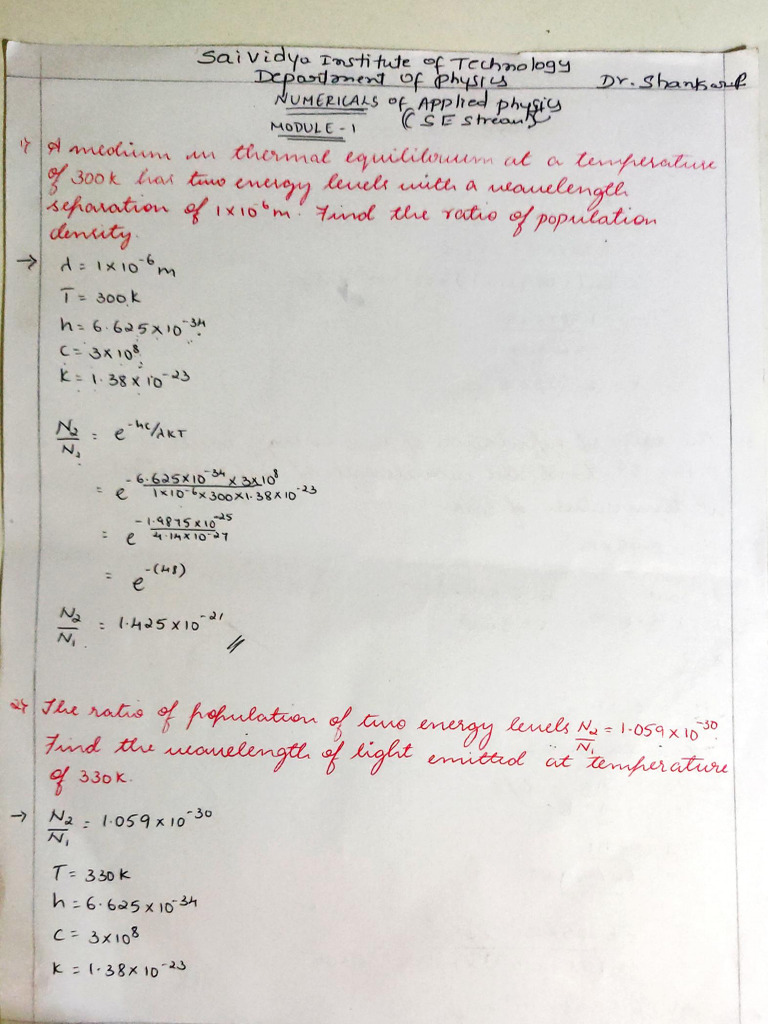 Numericals of BPHYS102-1 | PDF