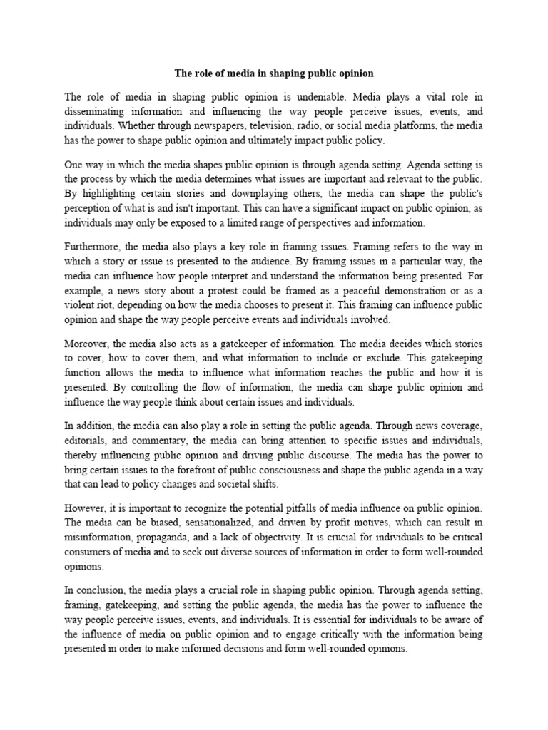 Media's Impact on Public Opinion | PDF | Public Opinion | Framing ...
