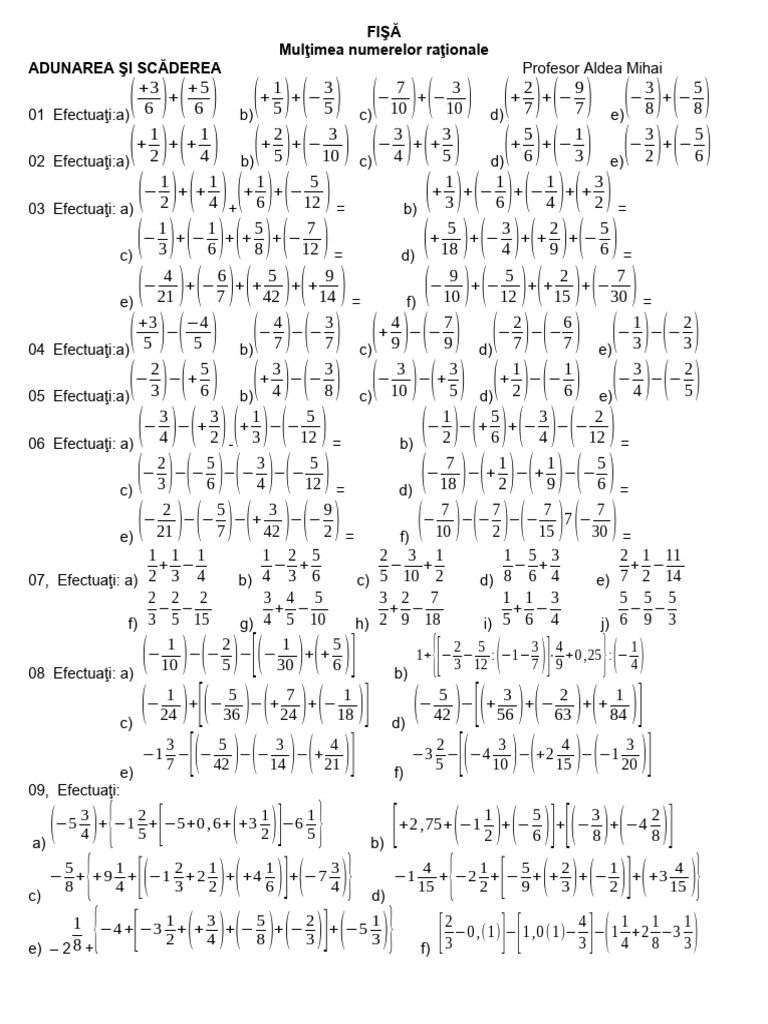 Numere Rationale 6 2023 1 | PDF