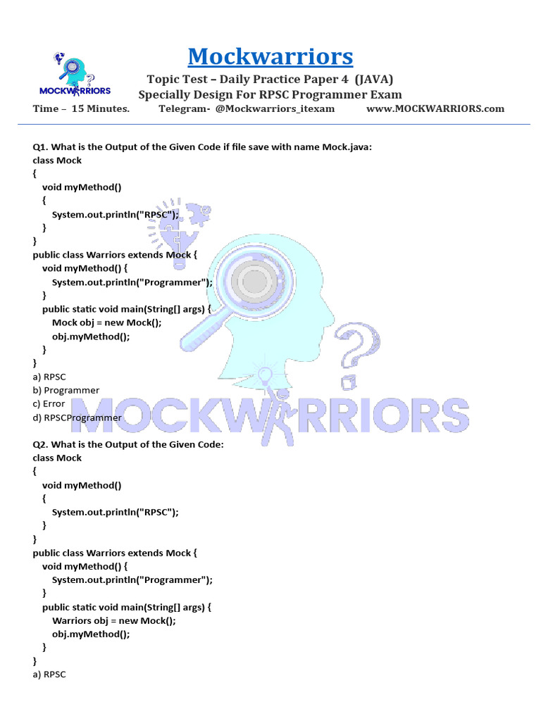Mockwarriors DPP 4 | PDF | Constructor (Object Oriented Programming ...