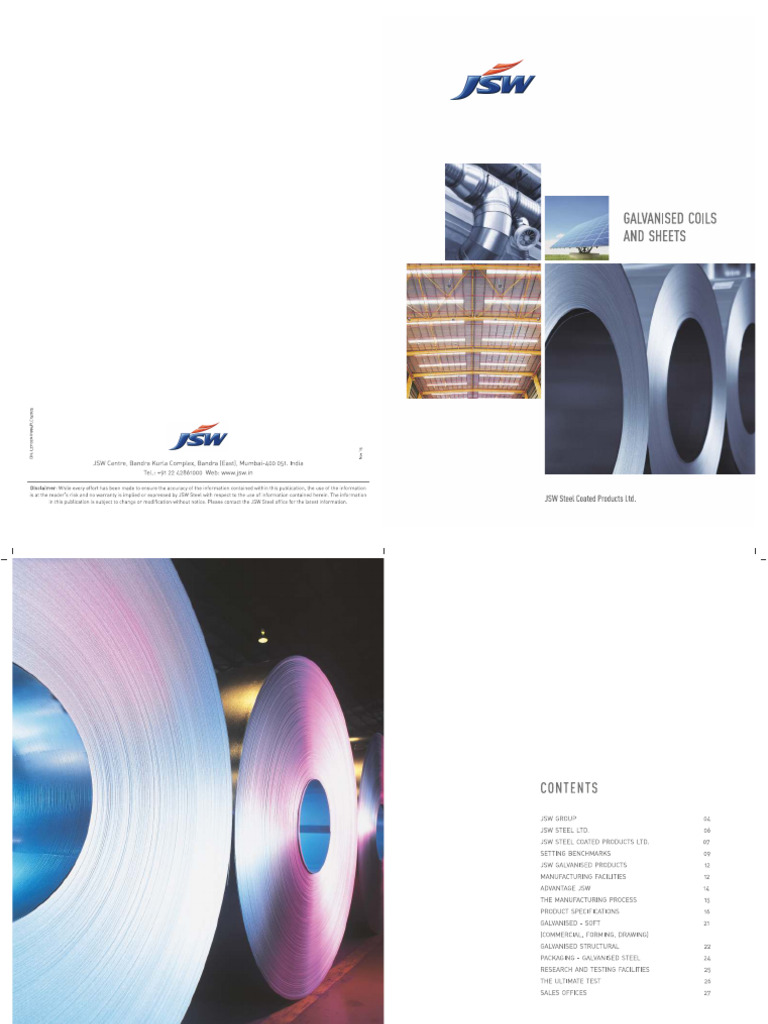 JSW Galvanised Brochure Output | PDF | Steel Mill | Steel