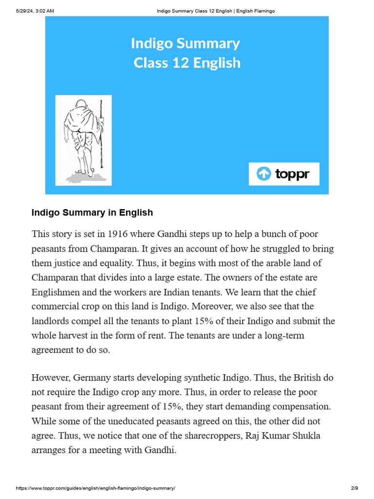 Indigo Summary | PDF | Mahatma Gandhi | Leasehold Estate