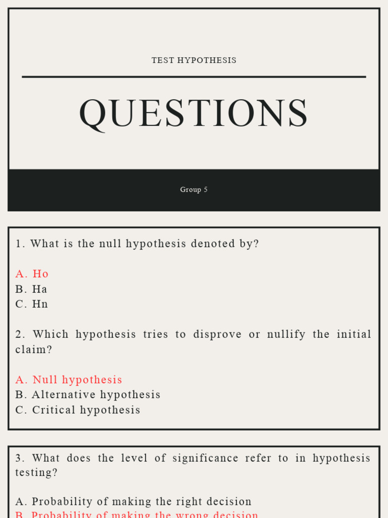 Test Hypothesis Questions Group 5 | PDF | Hypothesis | Academic ...