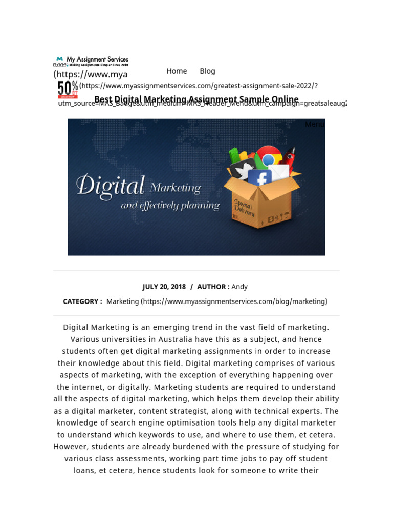 Best Digital Marketing Assignment Sample Online | PDF | Digital ...