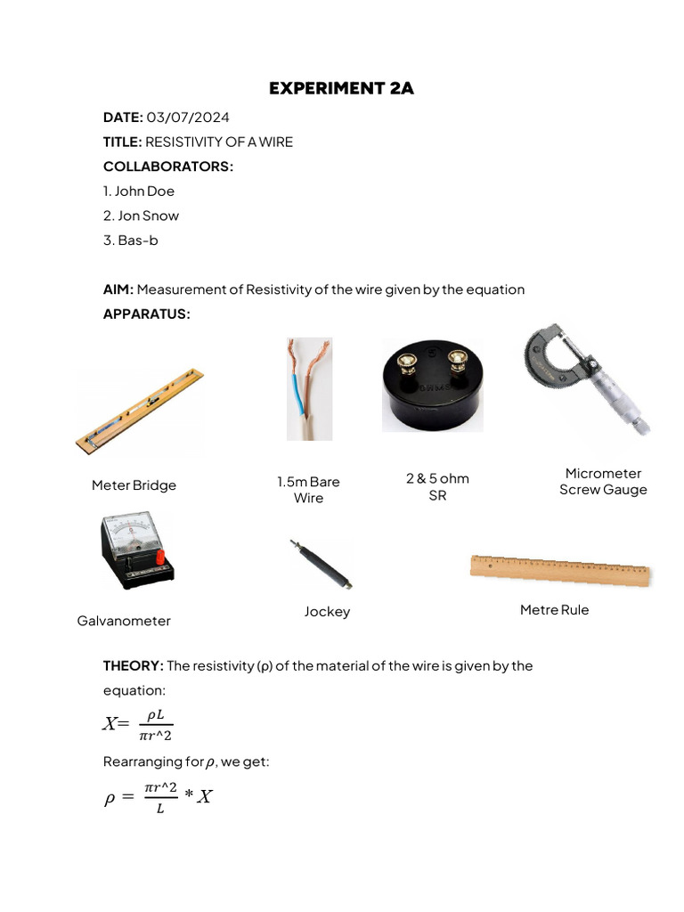 Physics Report 2A | PDF | Electrical Resistance And Conductance | Metre