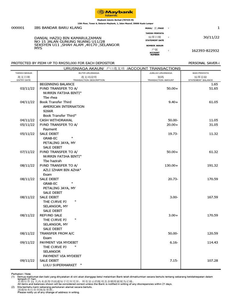 Maybank Statement Bank | PDF | Debits And Credits | Debit Card