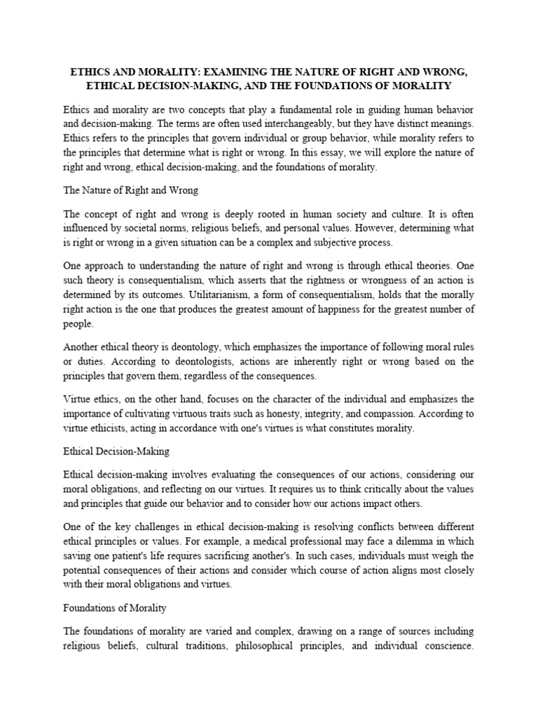 ETHICS AND MORALITY | Download Free PDF | Morality | Virtue Ethics