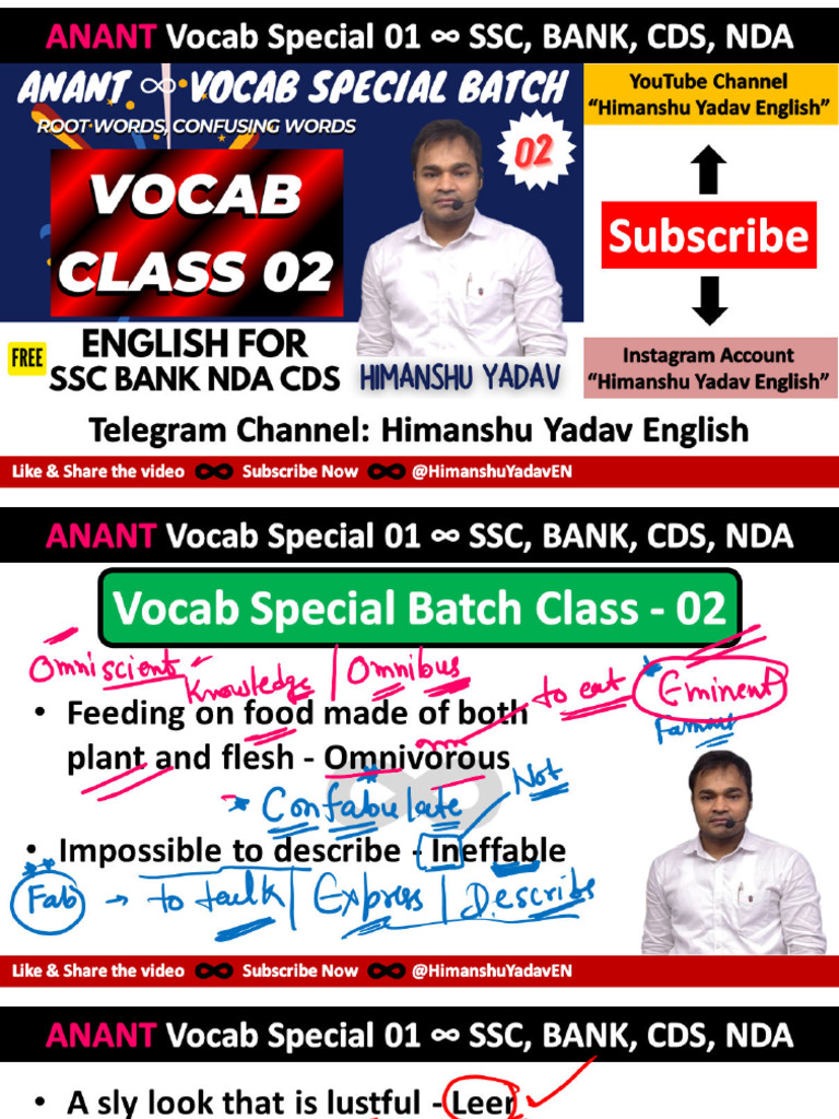 Vocab Class 02 PPT - PDF - Anant Vocab Special Batch 01 | PDF
