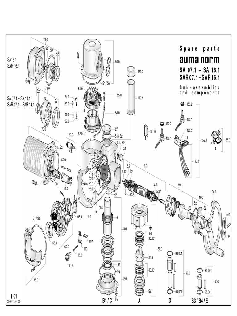 Auma SA07.1-16.1 Spare Part List | PDF | Electrical Connector | Screw
